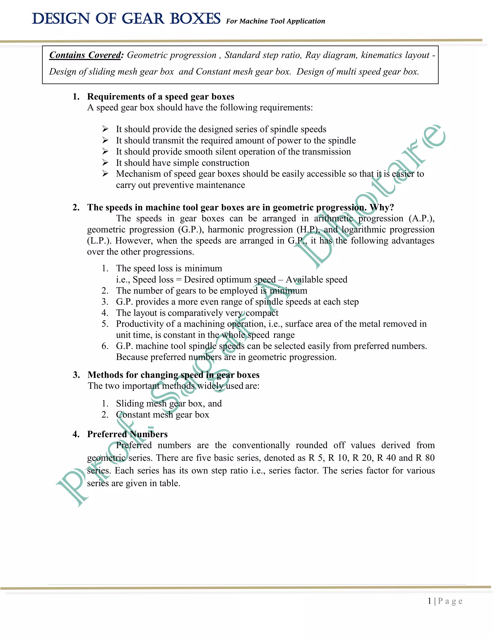 12 Speed Gear Box Theory Notes by Prof. Sagar Dhotare | PDF