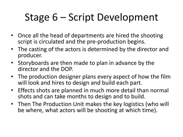 12 stages of film making | PPT