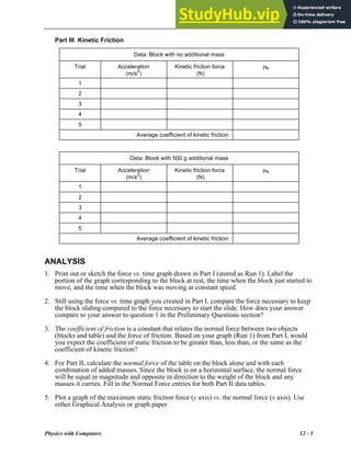 Static And Kinetic Friction Lab