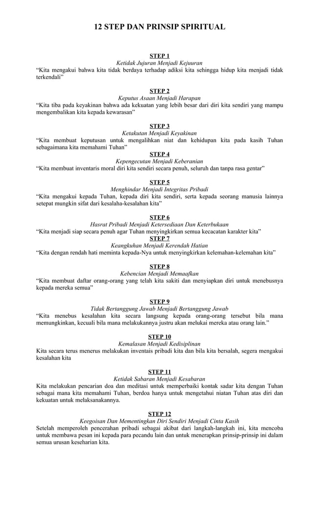 12 step dan prinsip spiritual | DOC