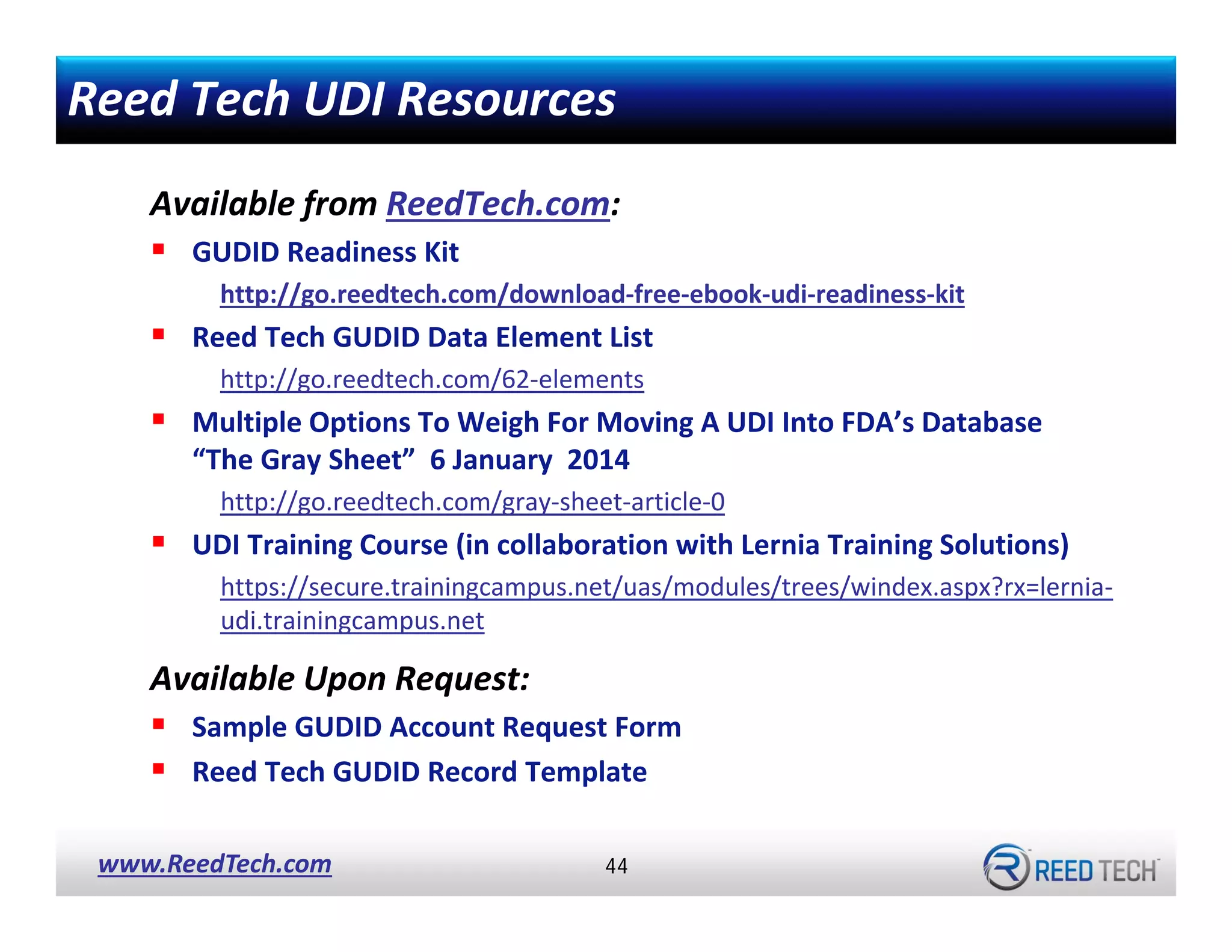 12 Steps for Medical Device UDI Submissions to the FDA GUDID | PDF