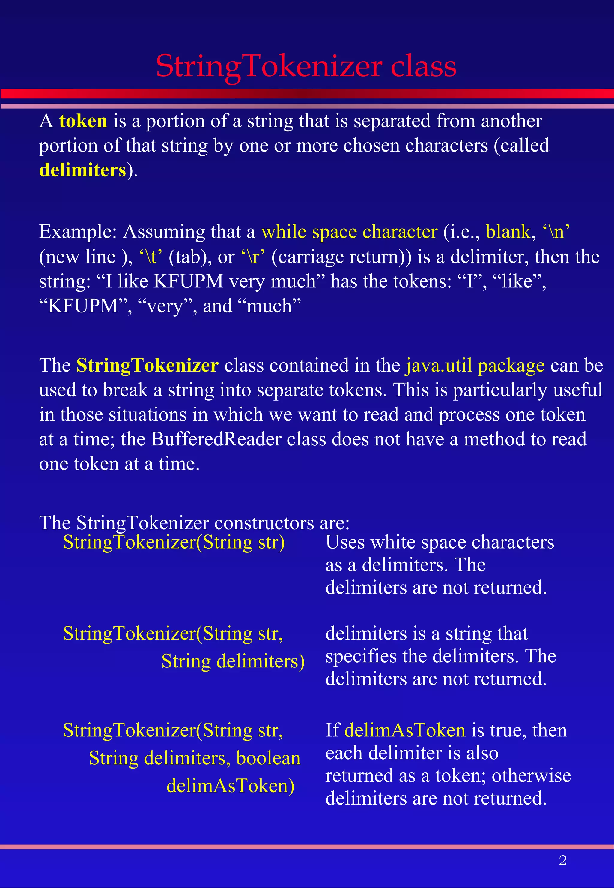 string tokenization | PPT | Programming Languages | Computing