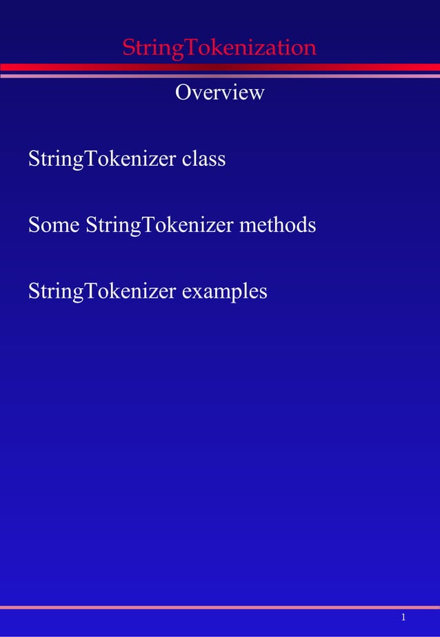 string tokenization | PPT | Programming Languages | Computing