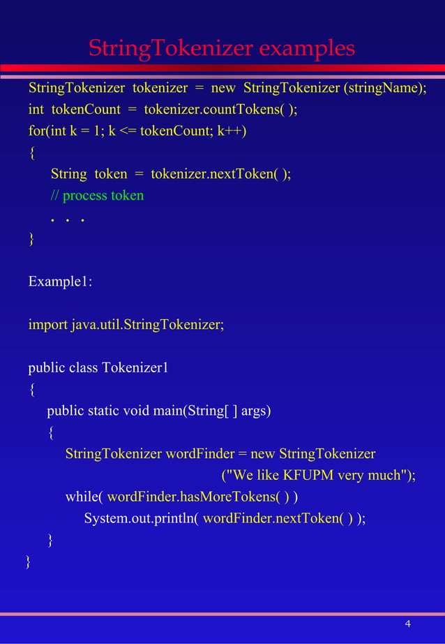 string tokenization | PPT | Programming Languages | Computing