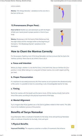 "12 Surya Namaskar Mantras: Energize Your Practice with Chanting" | PDF
