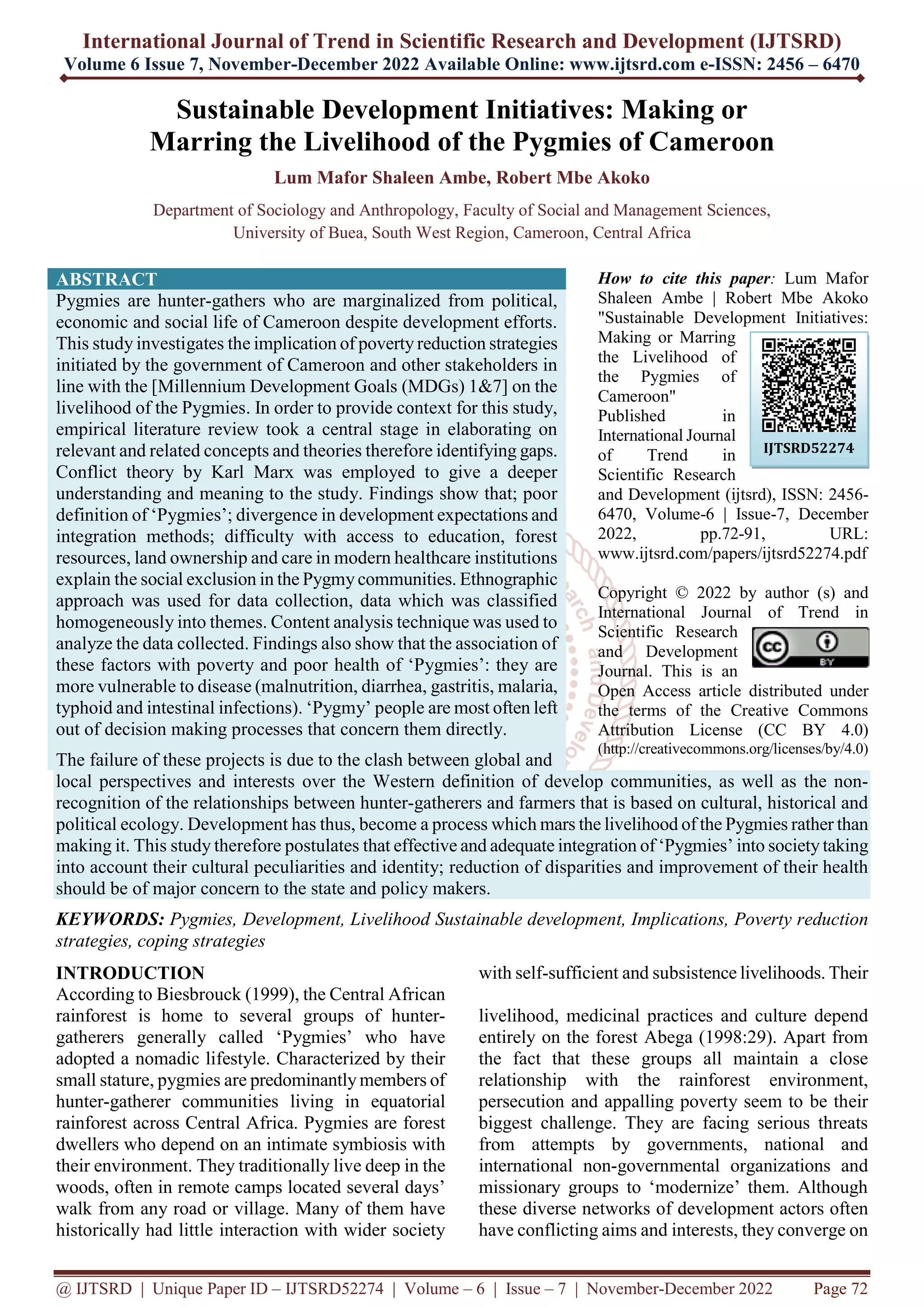 Sustainable Development Initiatives Making or Marring the Livelihood of ...