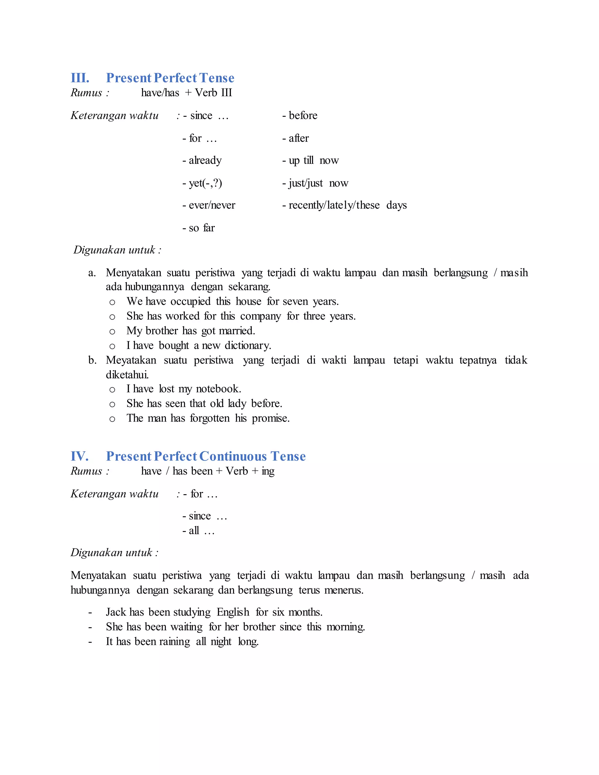 12 tenses bahasa inggris | PDF