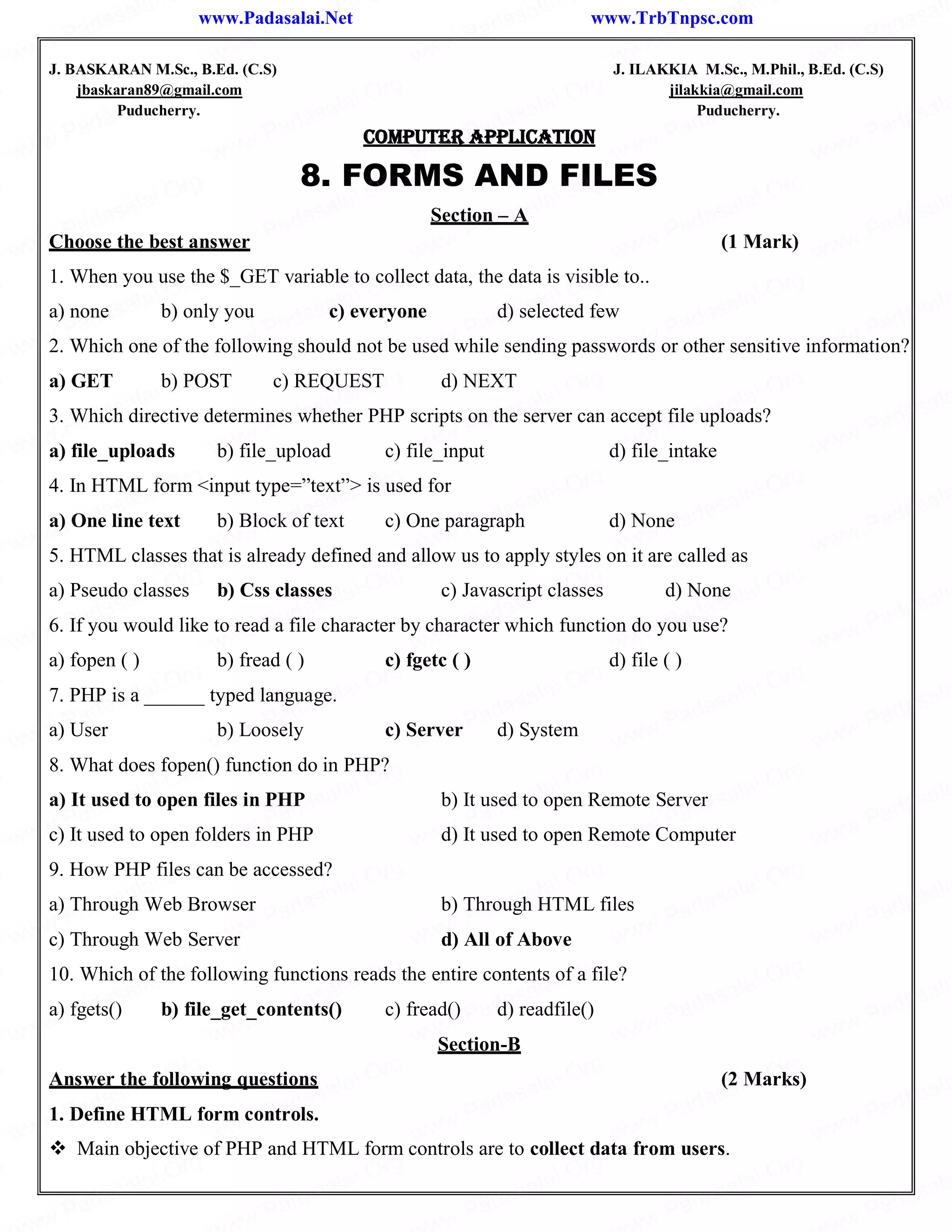 12th computer-application-unit-8-study-material-english-medium | PDF