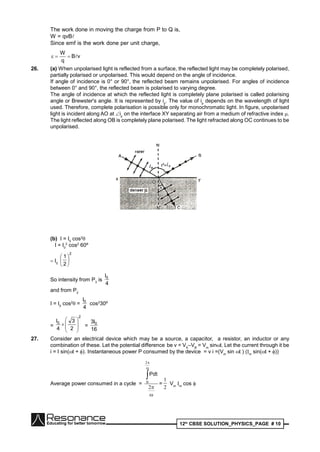 12th physics-solution set 3 | PDF