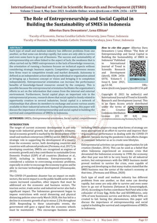 The Role of Entrepreneurship and Social Capital in Building the Sustainability of SMES in ...