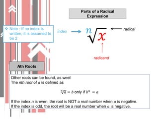 ROOTS AND RADICALS - ELEMENTARY ALGEBRA | PPT
