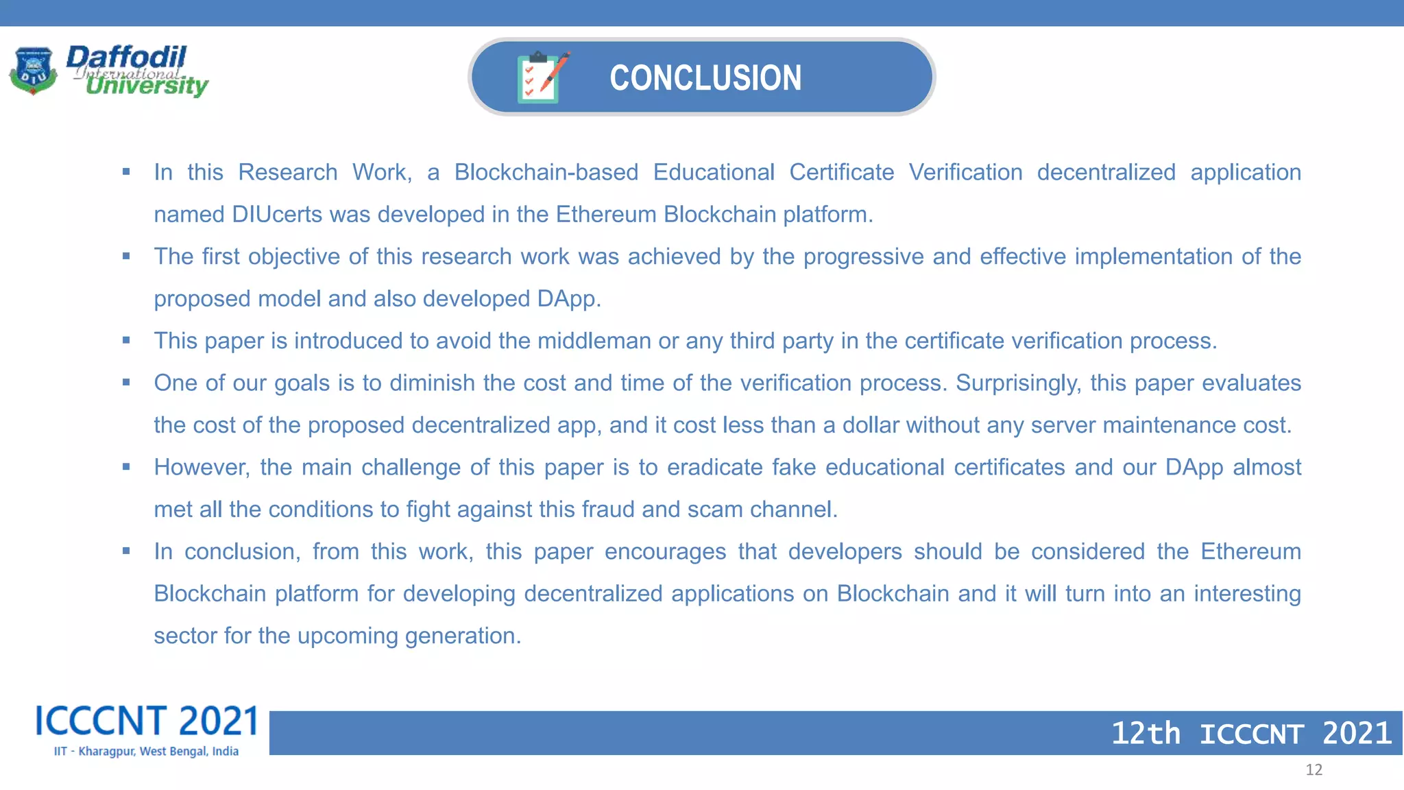 Blockchain based certificate verification | PPT