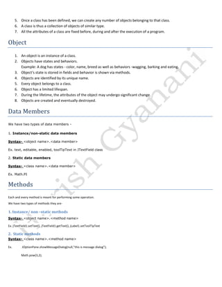 12th ip CBSE chapter 4 oop in java notes complete | PDF