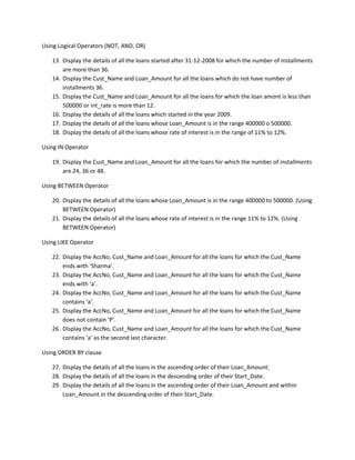 12th information practices mysql practice questions | DOCX