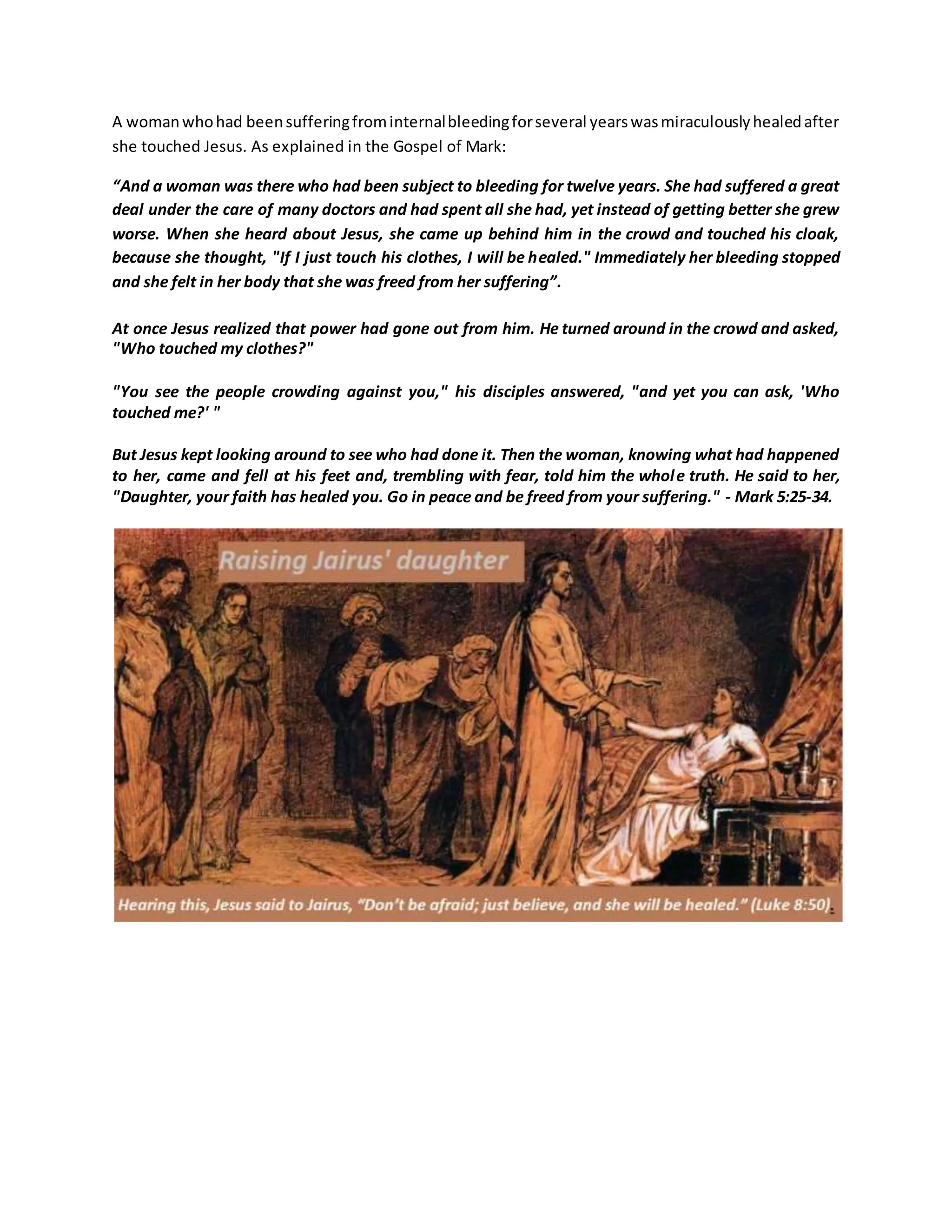 12th October 2016 - Miracles of Jesus Raising Jairus' daughter and ...