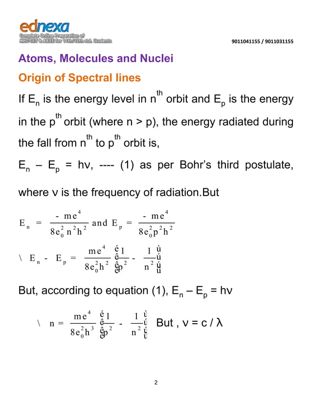Atoms Molecules and Nuclei - Part II | DOCX