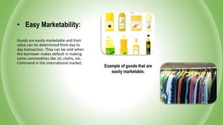 Advantages and disadvantages of goods as security | PPT