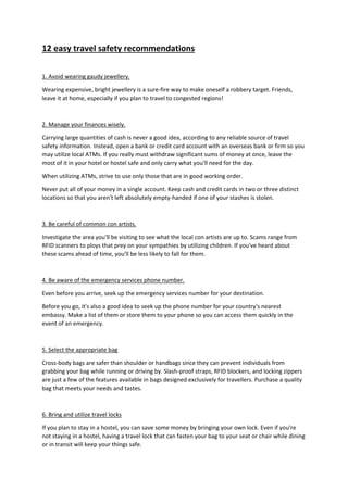 12 travel safety tips for your next vacay | PDF
