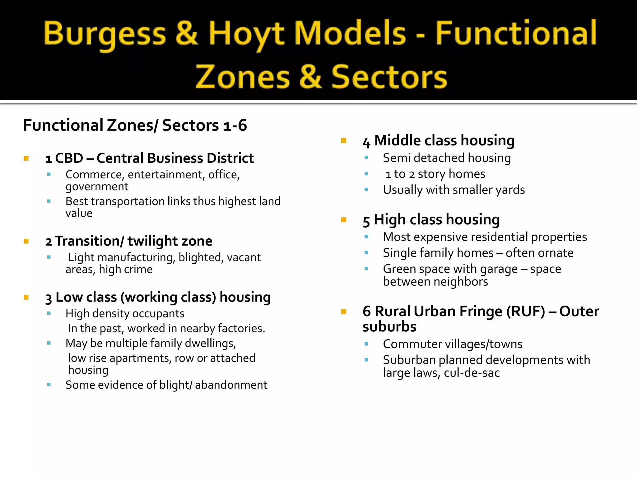 Burgess and Hoyt Land Use Models | PPTX