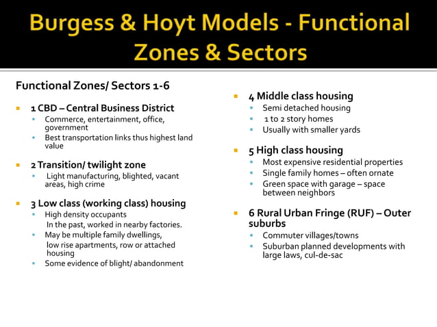 Burgess and Hoyt Land Use Models | PPTX