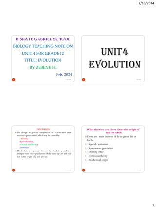 Grade 12 Biology teaching material on evolution | PDF