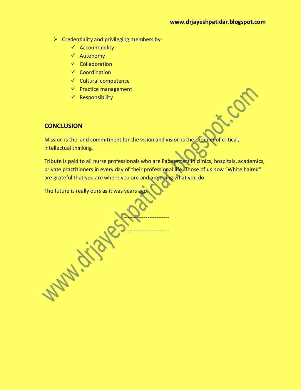 Aims and objectives of nursing management, vision and mission stateme…