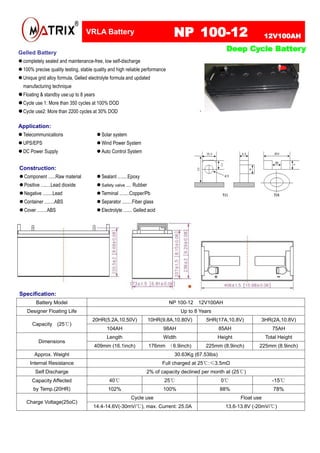 Matrix 12V 100ah AGM Deep Cycle Battery | PDF
