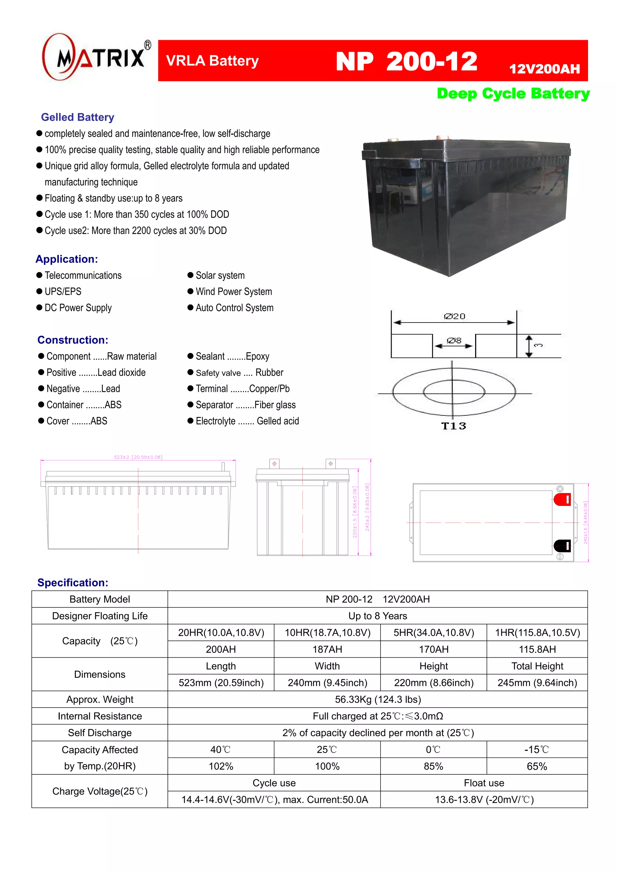 12 v 200ah agm deep cycle(56.33kg) | PDF