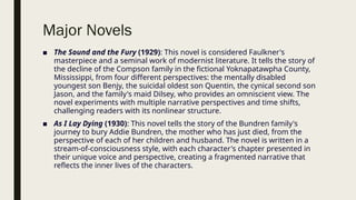 William Faulkner A Present of Faulkner’s life | PPTX