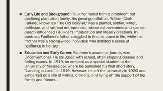 William Faulkner A Present of Faulkner’s life | PPT | Free Download
