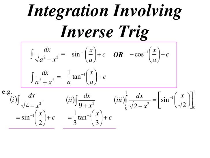 12X1 T05 05 integration with inverse trig (2010)