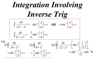 12 x1 t05 05 integration with inverse trig (2012) | PDF