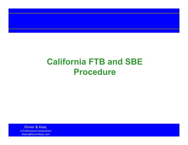 California FTB and SBE Procedure | PPT