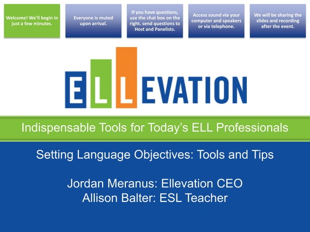 Setting ELL Language Objectives (Webinar Slides from Ellevation ...