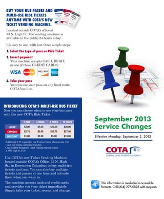 COTA's September 2013 Service Changes | PDF