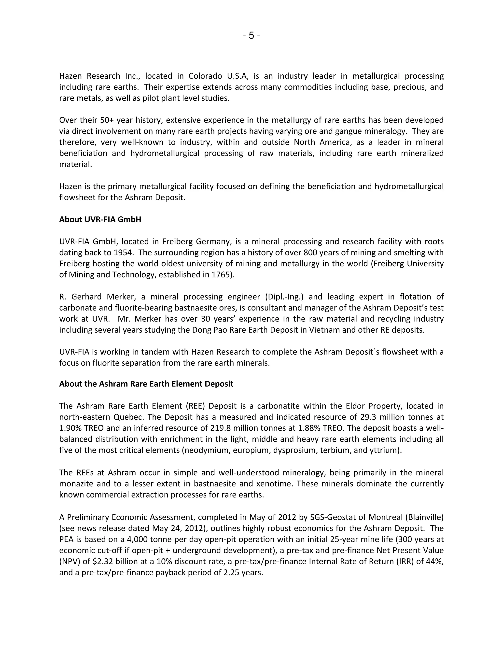 News Release: Ashram Metallurgy Update | PDF