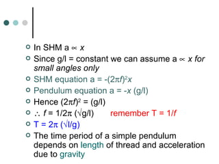 13.1.1 Shm Simple Pendulums | PPT