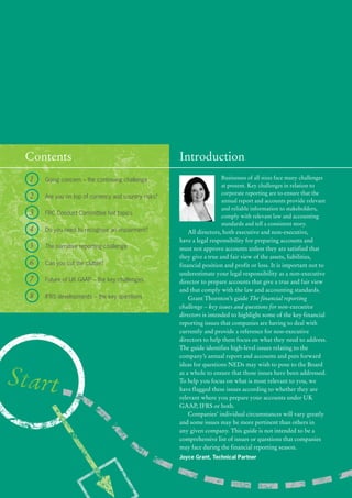 The financial reporting challenge: key issues and questions for non ...
