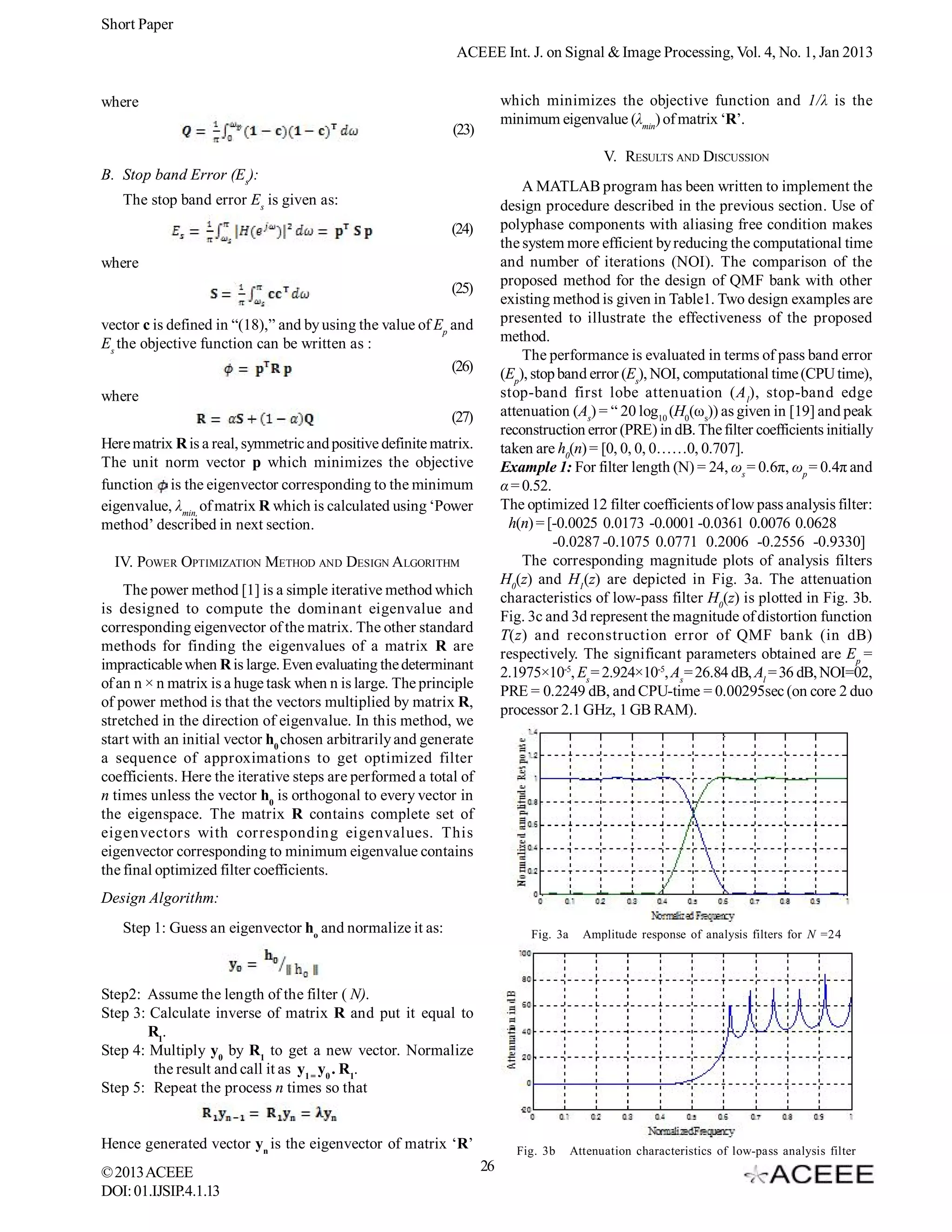 Two-Channel Quadrature Mirror Filter Bank Design using FIR Polyphase ...