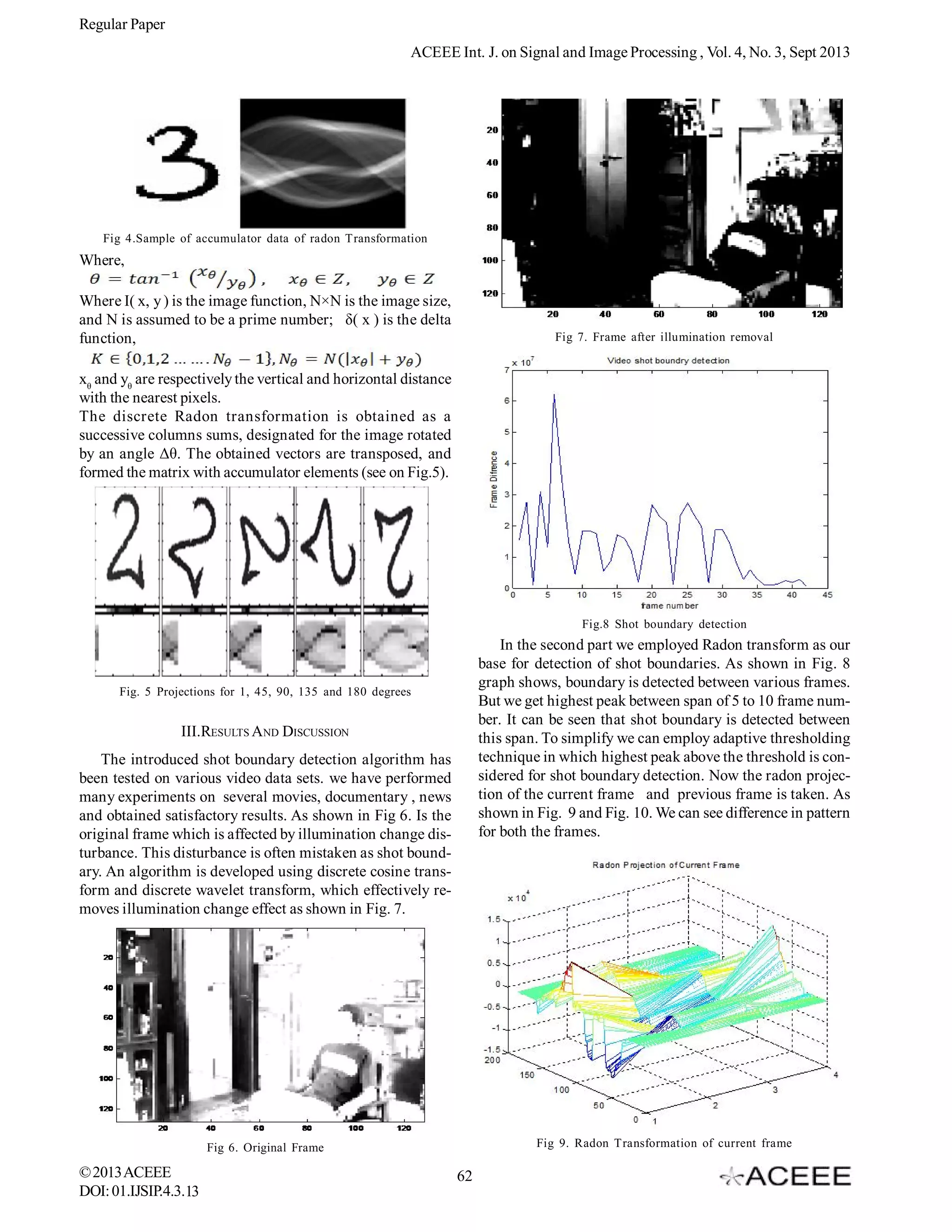 Shot Boundary Detection using Radon Projection Method | PDF