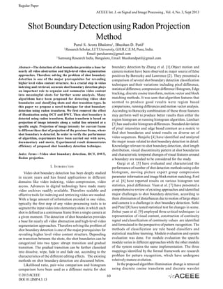 Shot Boundary Detection using Radon Projection Method | PDF