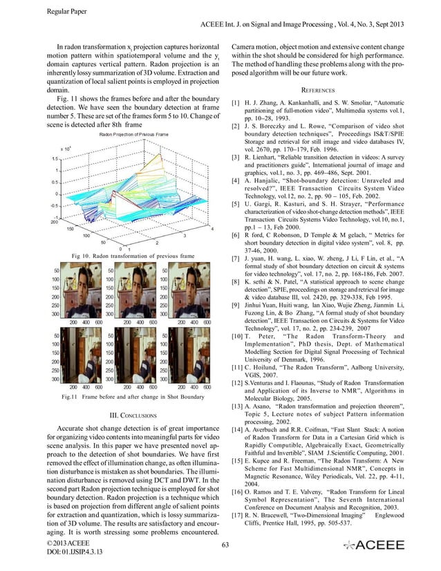 Shot Boundary Detection using Radon Projection Method | PDF
