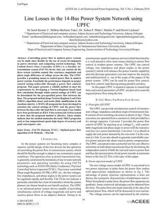 Line Losses in the 14-Bus Power System Network using UPFC | PDF | Physics | Science