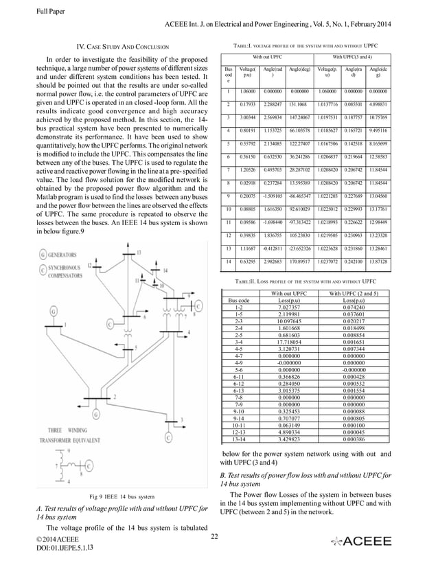 Line Losses in the 14-Bus Power System Network using UPFC | PDF ...