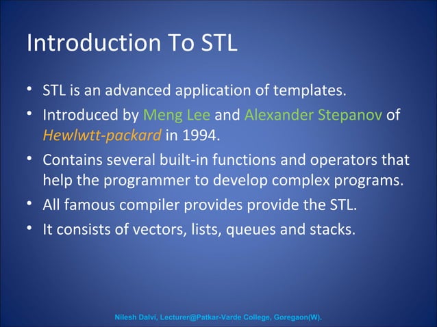 Standard Template Library | PPT