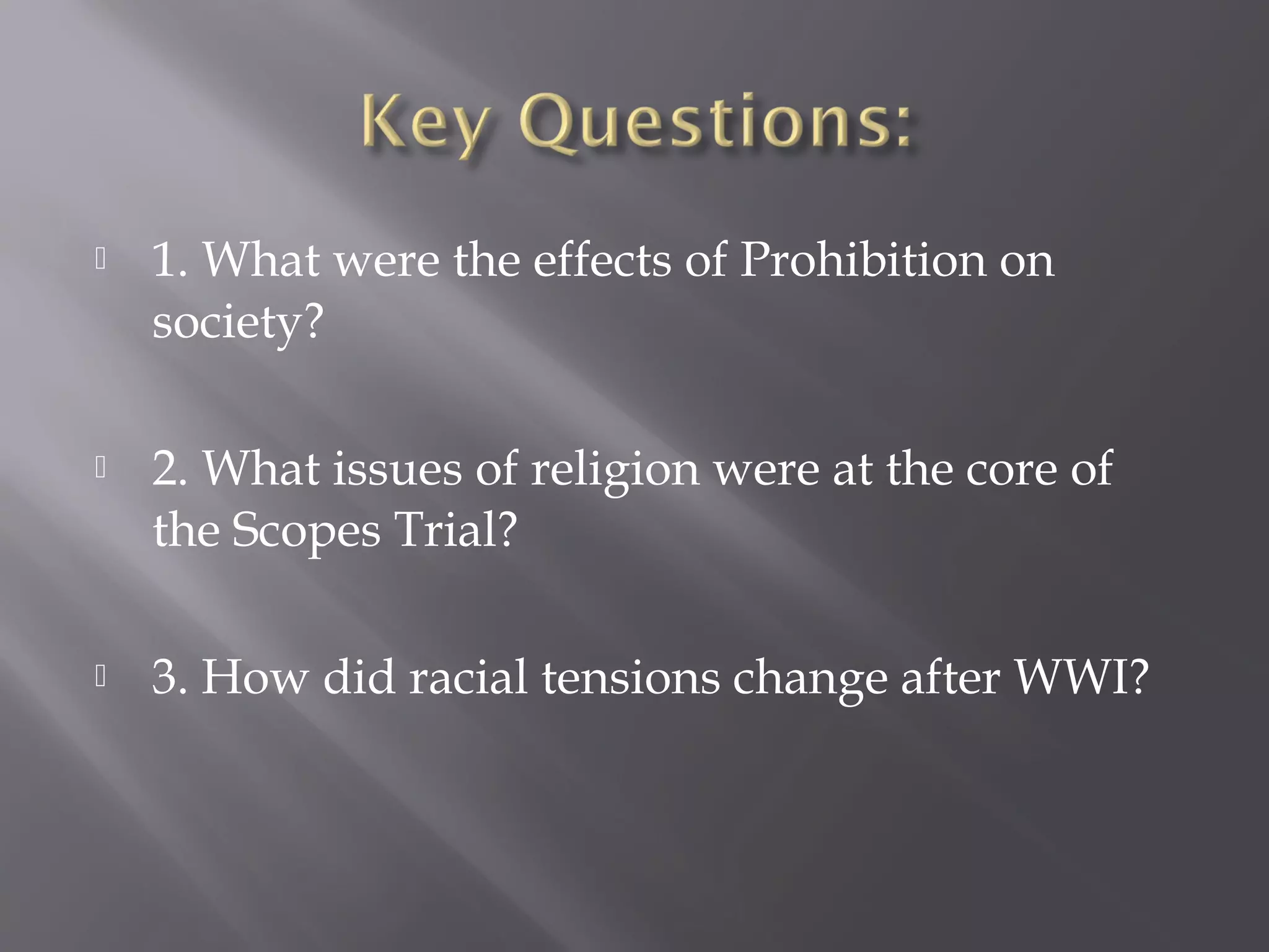 Post-WWI Cultural Conflicts | PPT