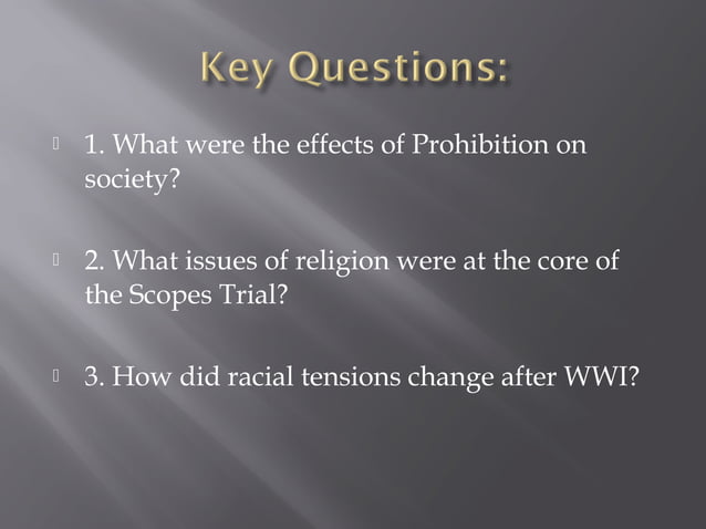 Post-WWI Cultural Conflicts | PPT