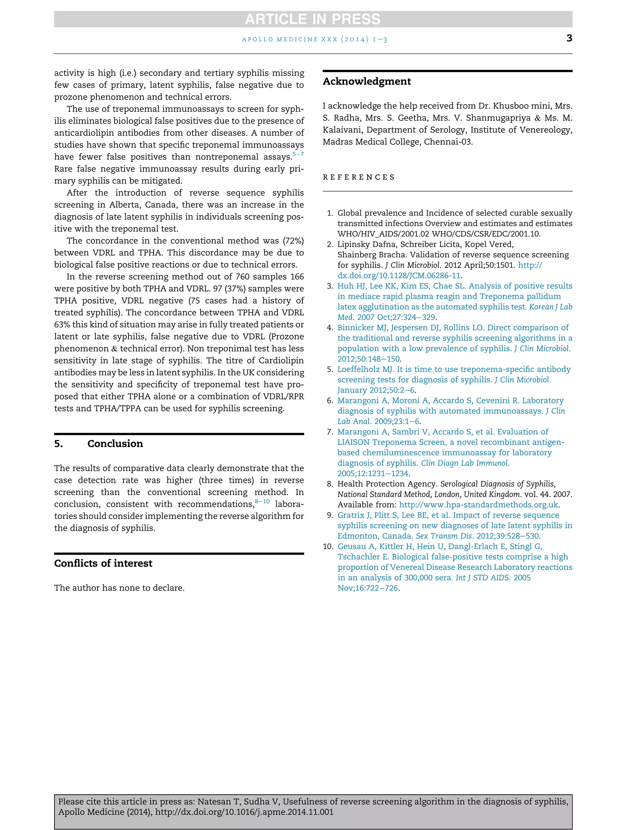Usefulness of reverse screening algorithm in the diagnosis of syphilis ...