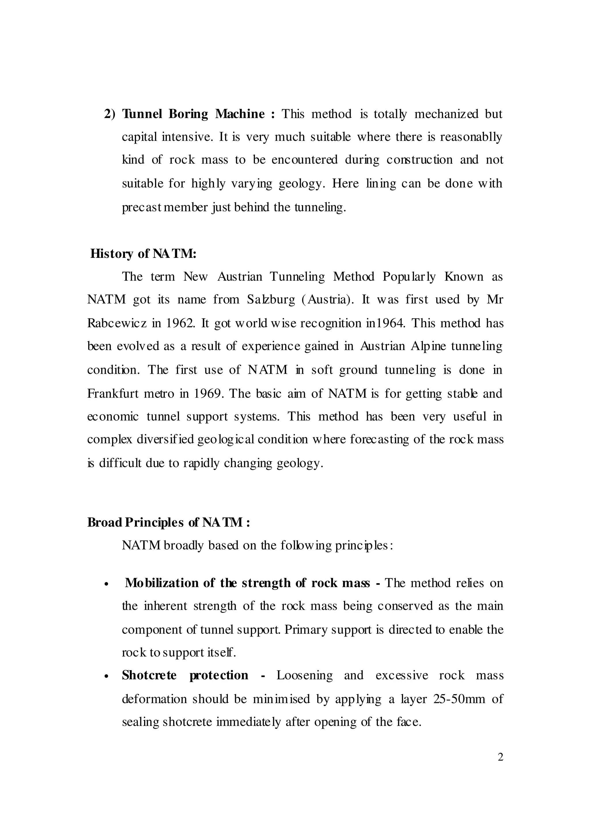 NATM (New Austrian Tunneling Method ) in Tunneling | PDF