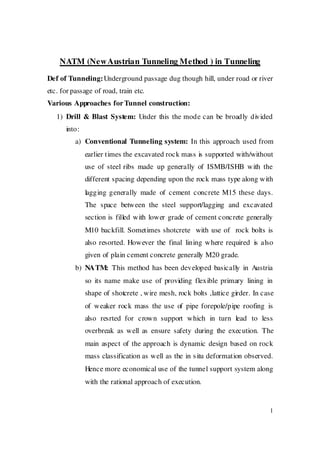 NATM (New Austrian Tunneling Method ) in Tunneling | PDF
